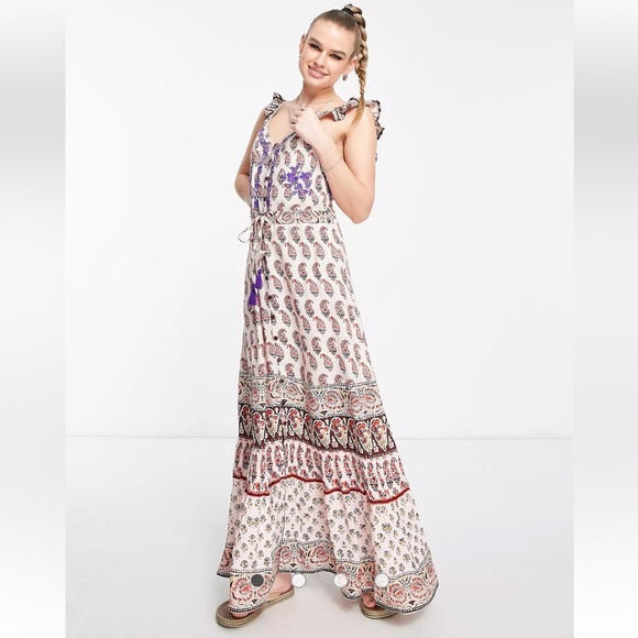 RAGA | Dresses | Raga Blooming Trails Ruffle Strap Printed Maxi Dress In Multi | Poshmark